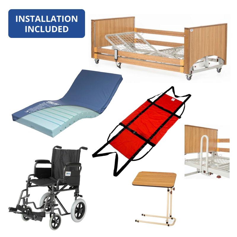 Alerta Low Oak Profiling Bed Platinum Bundle | Hospital Beds