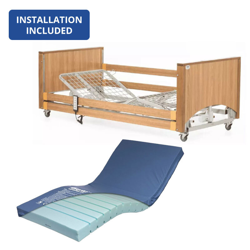 Alerta Low Oak Profiling Bed and Mattress | Hospital Beds