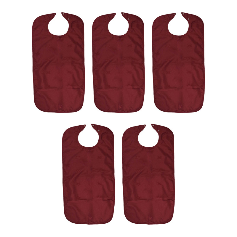 Pack of Five Elderly Adult Bibs (Maroon) | Hospital Beds